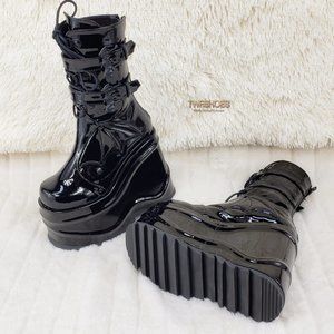 Demonia | Shoes | Wave Bat Wing 6 Wedge Platform Mid Calf Punk Goth ...